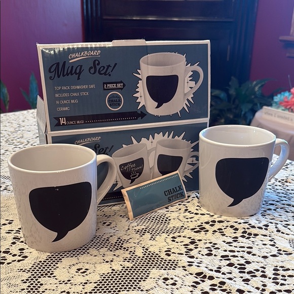 Unk | Dining | Chalkboard Mug Set White And Black Ceramic Mugs | Poshmark